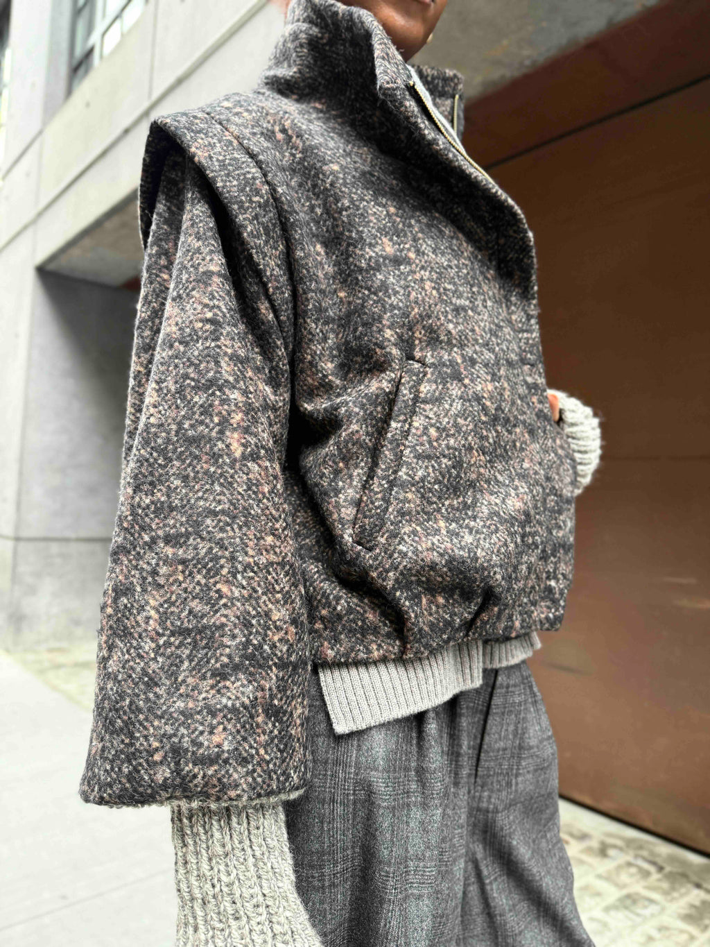 Kidist Bomber Jacket – YESAET | Italian Wool Tweed Bomber with Hand ...